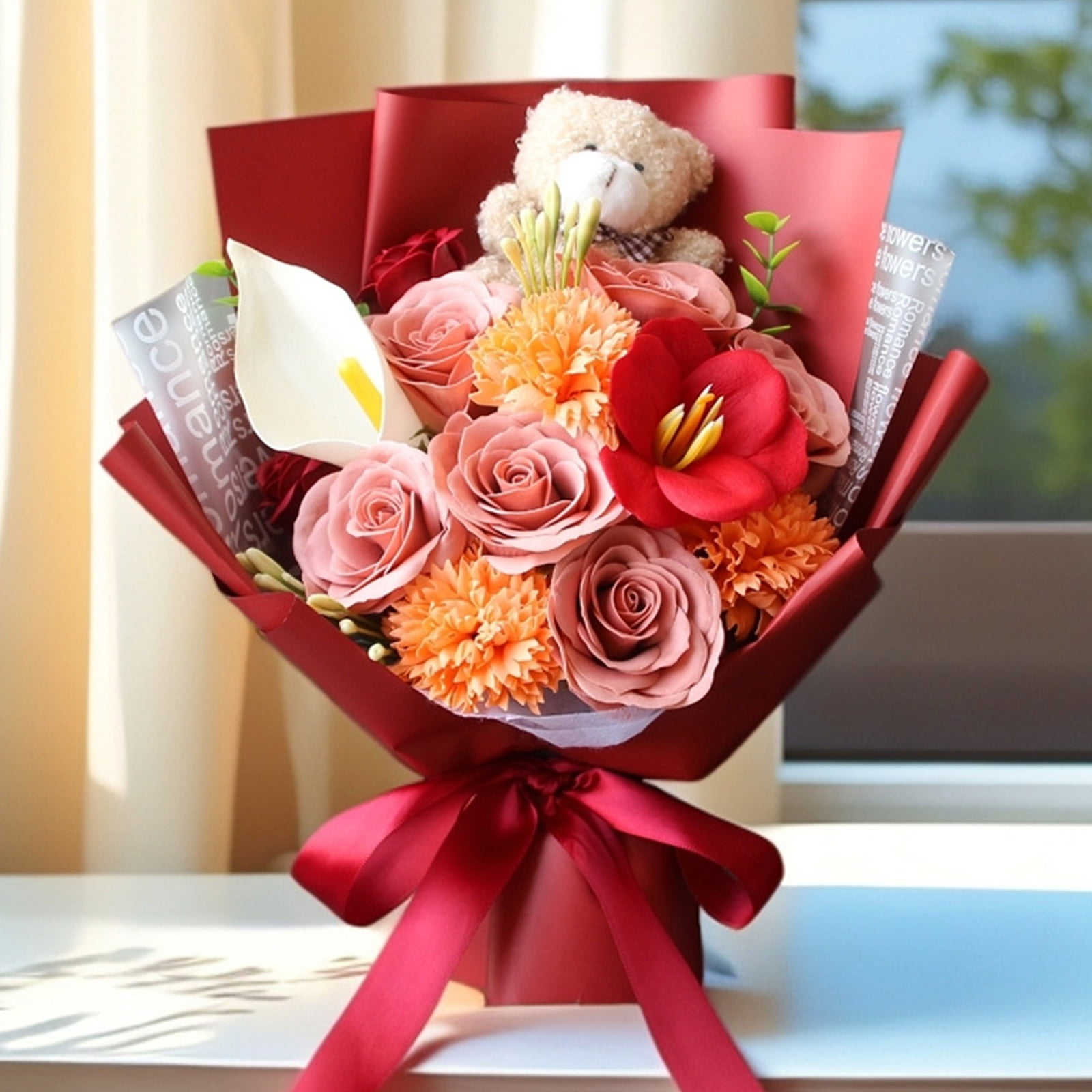 Artificial Soap Flowers Preserved Roses Bouquet Gift for Women Mom Wife ...