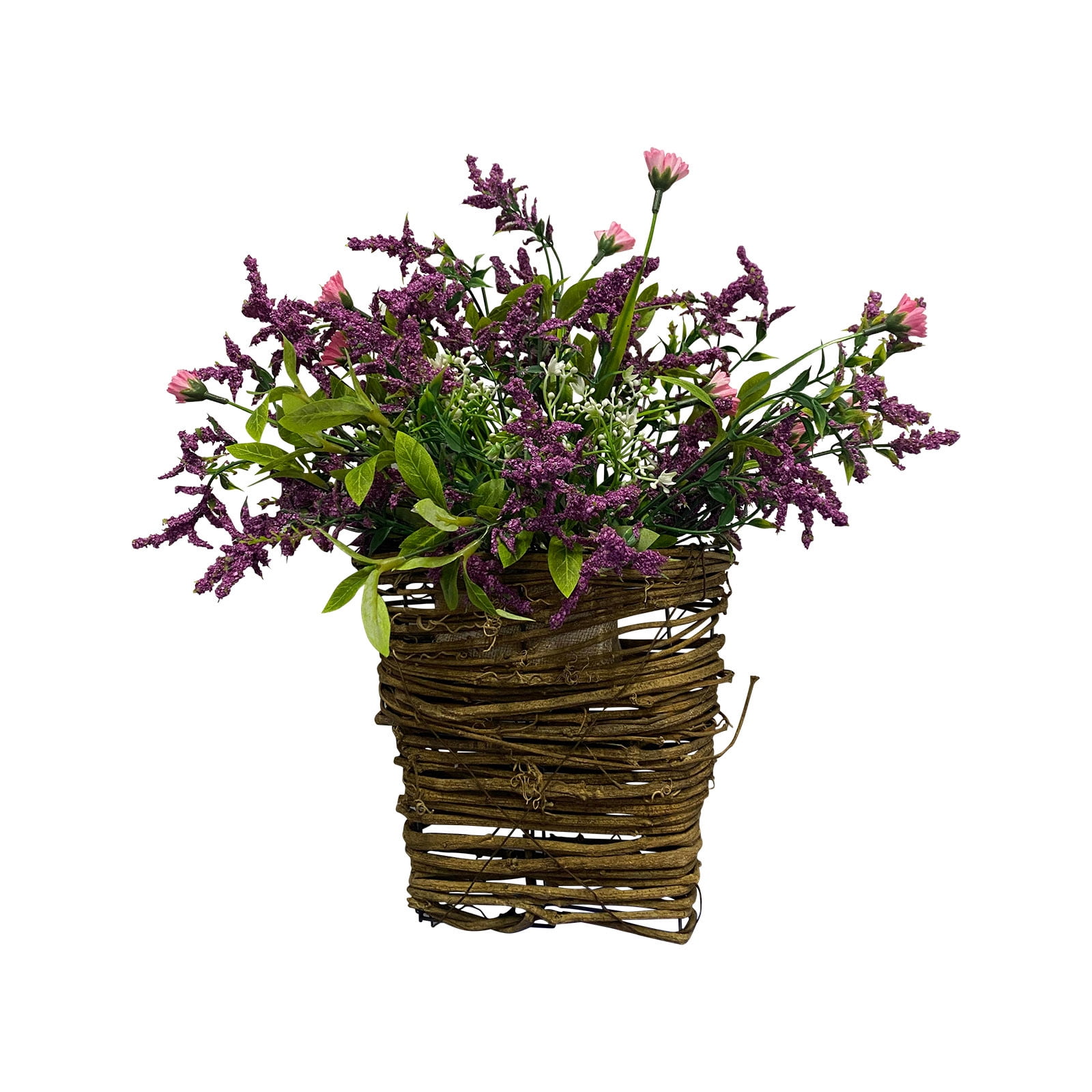 Artificial Spring Floral Arrangement, Pink Purple Mixed Flowers in ...