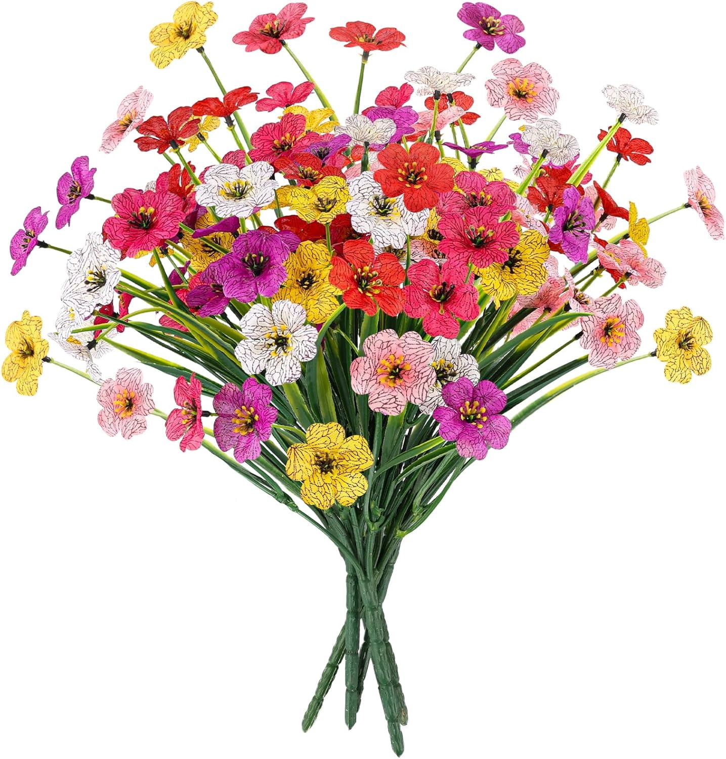 Artificial Spring Flowers for Outdoors 6 Bundles Fake Flowers UV ...
