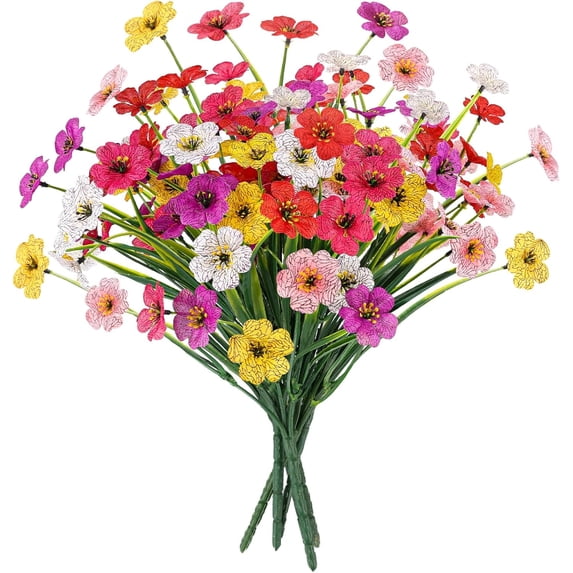 Artificial Spring Flowers for Outdoors 6 Bundles Fake Flowers UV ...