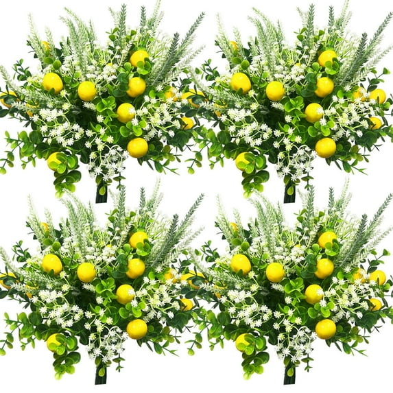 Artificial Spring Green Plant Stems With Lemon Fruit Simulation Foliage ...