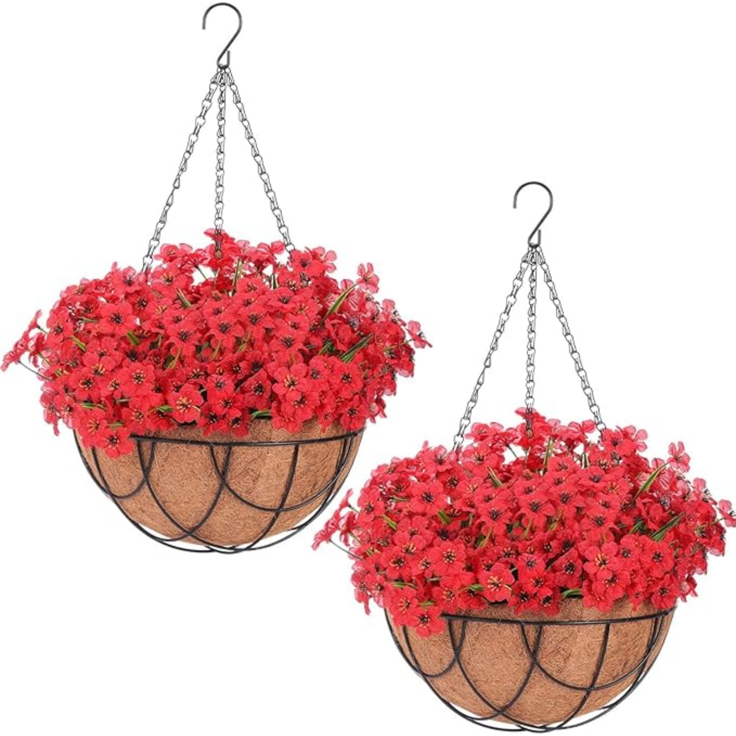 Artificial Spring Hanging Flowers in Basket for Home D ration Faux ...