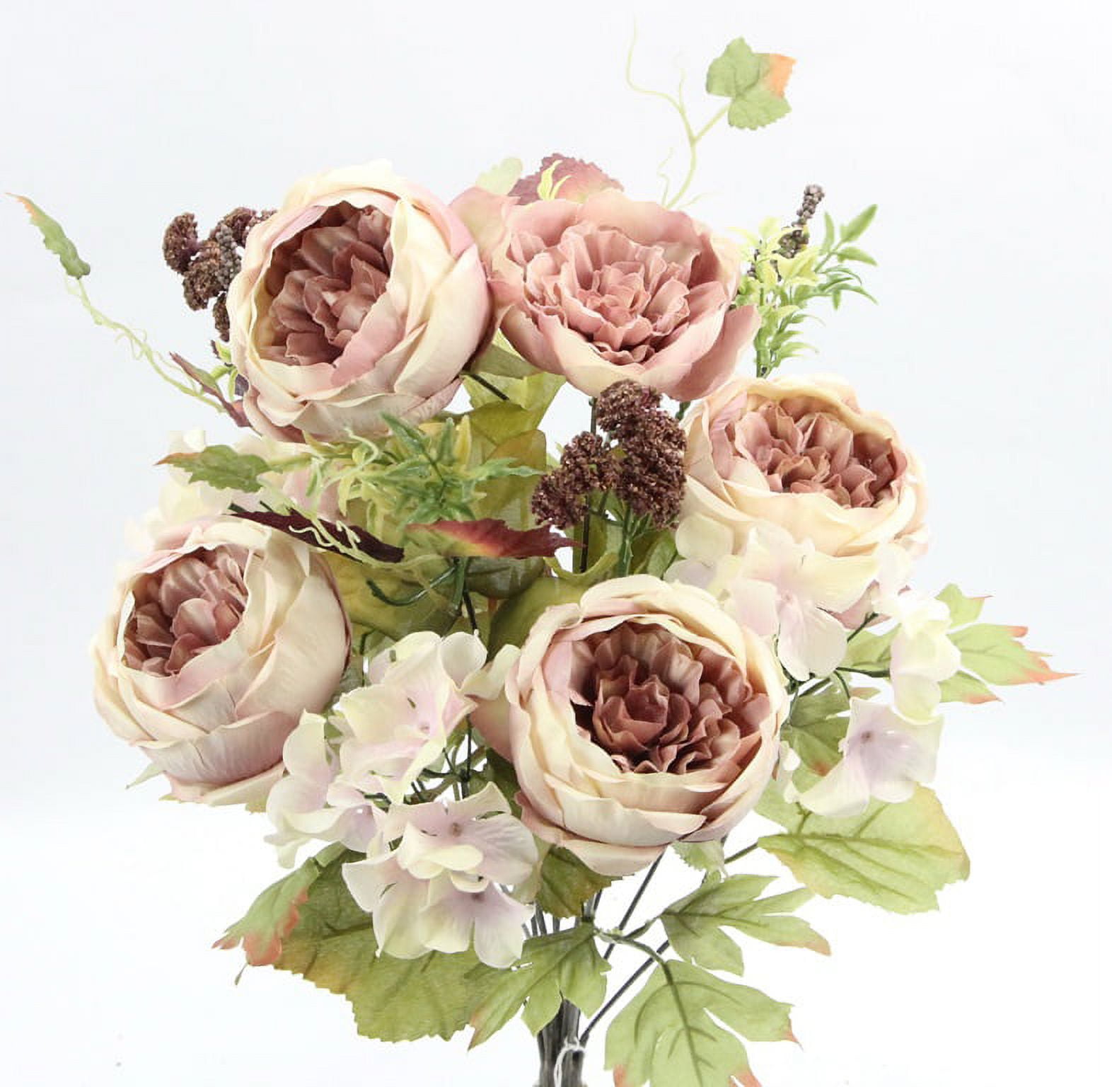 Artificial Spring Mixed Flower 14 stem Rose/Hydrangea Bush , ABN1B012-LT.MV_MIX - Walmart.com
