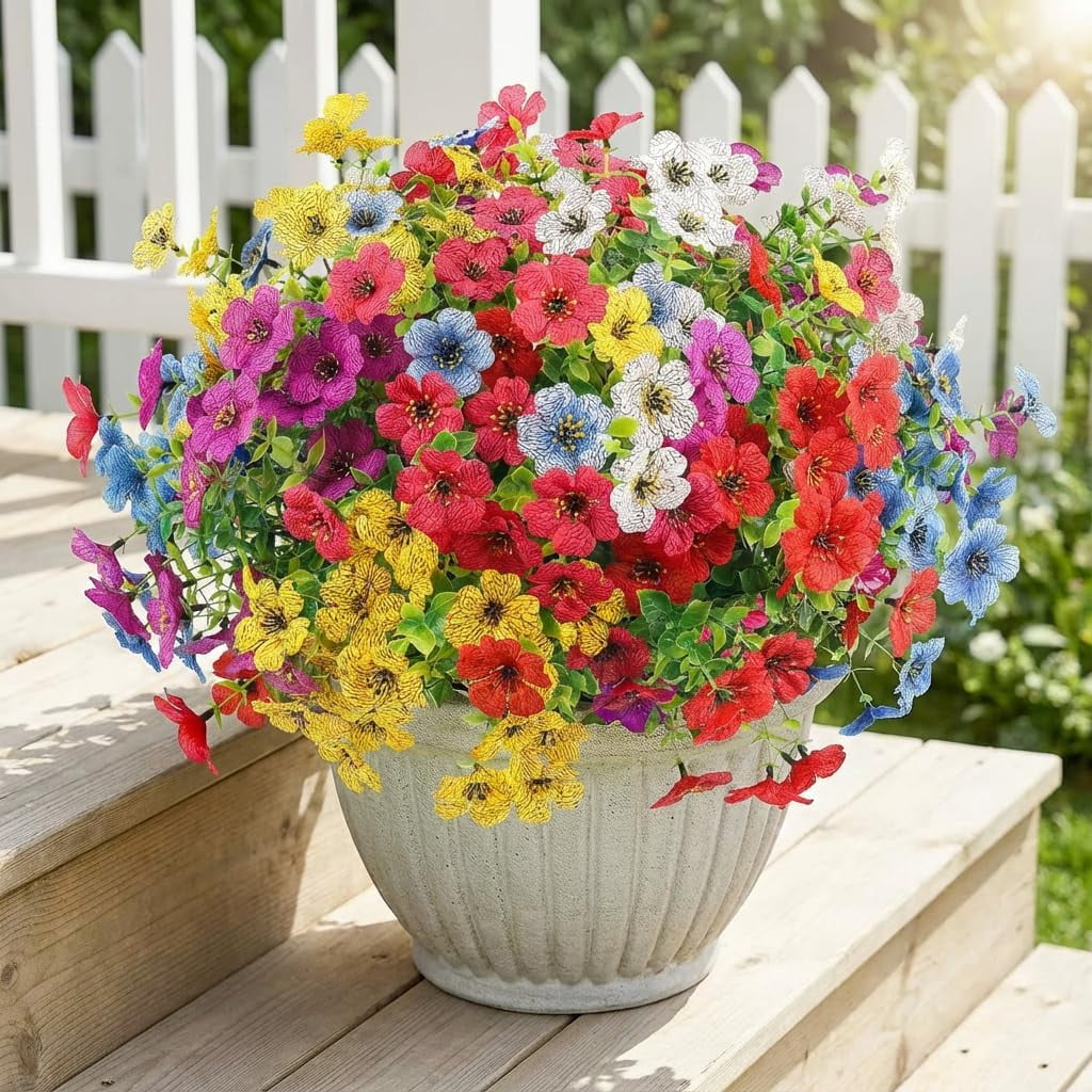 Artificial Spring Outdoor Faux Patio Greenery Plnats Outside for Spring Garden Planter Vase ...