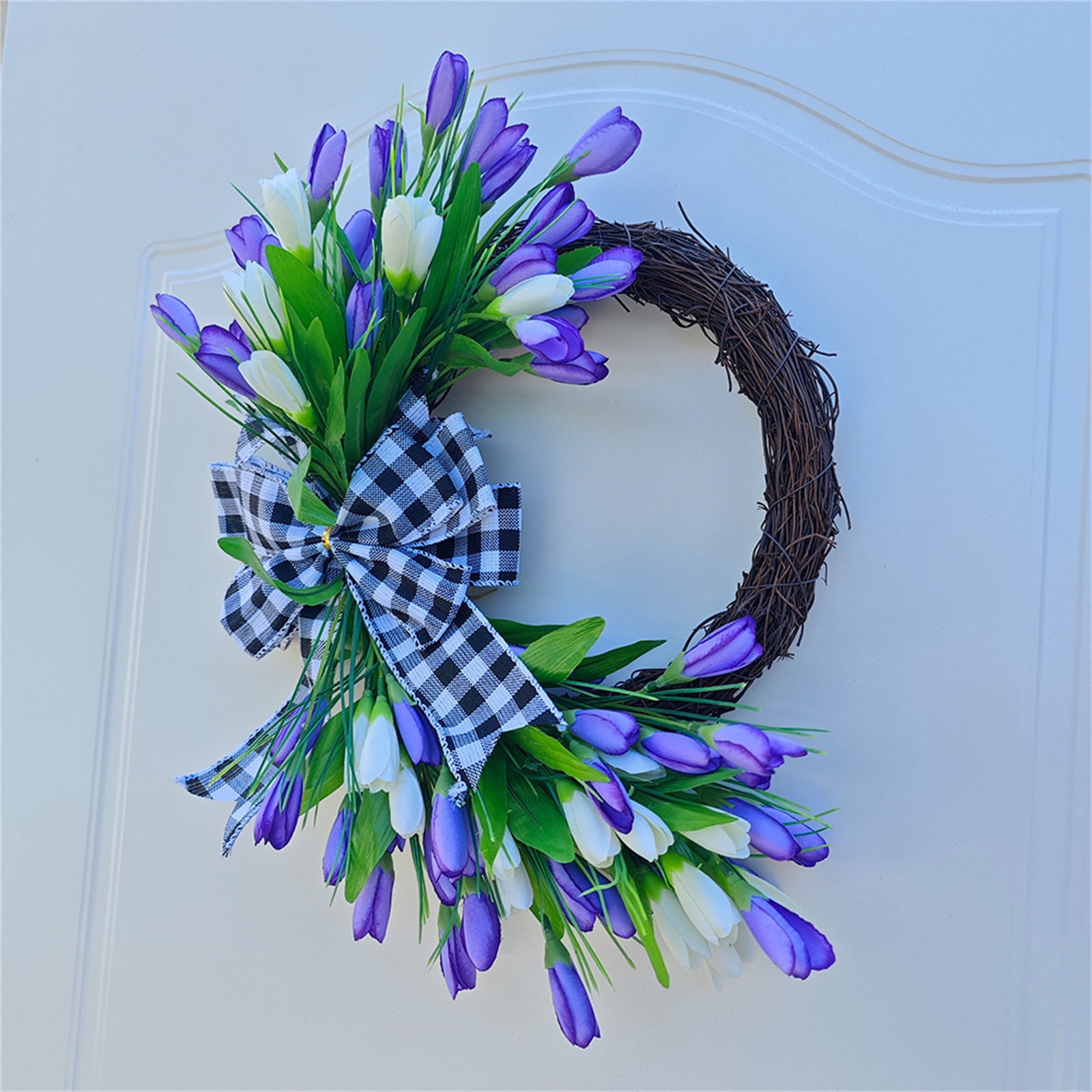 Artificial Spring Wreath Front Door Hanging Decoration Year Round ...