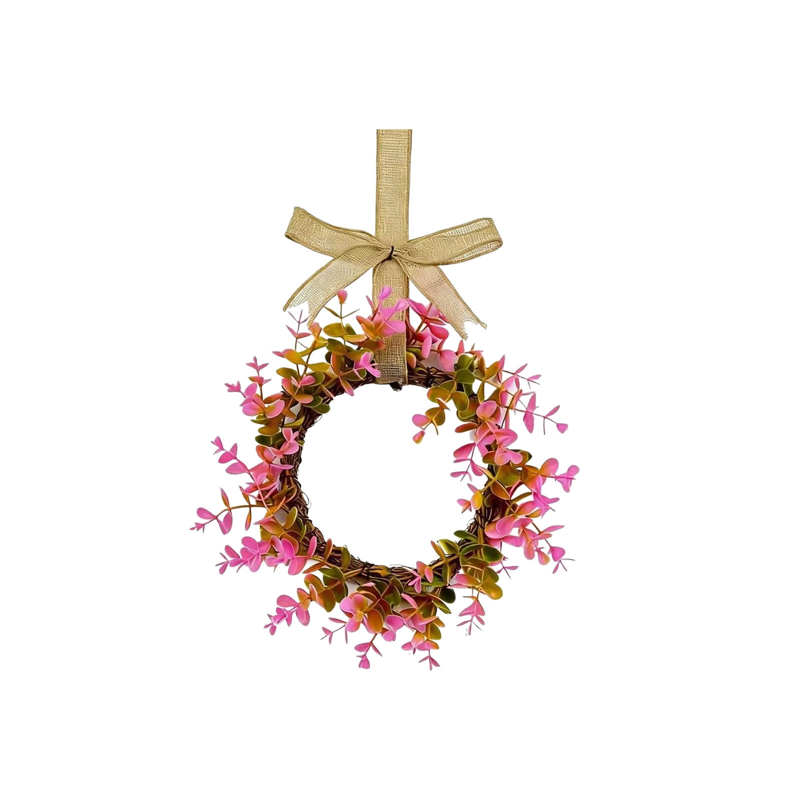Artificial Spring Wreath Winter Greenery Door Decor Frosted Foliage ...