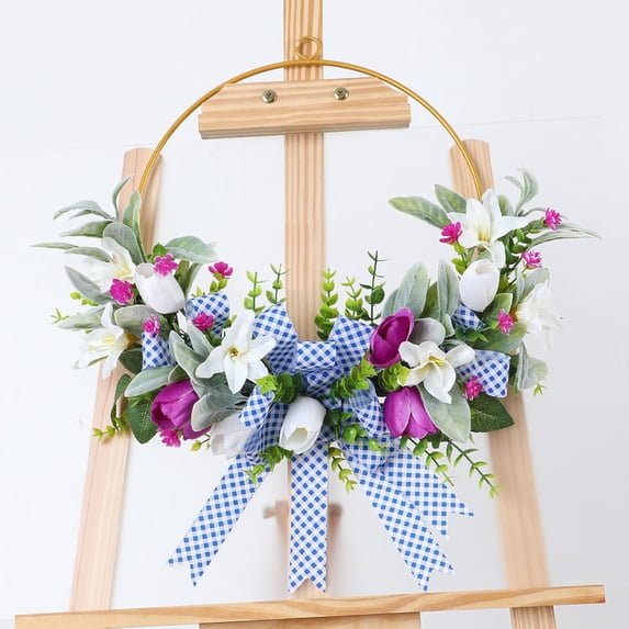 Artificial Spring Wreaths for Front Door 15" Easter Wreaths with Bow ...