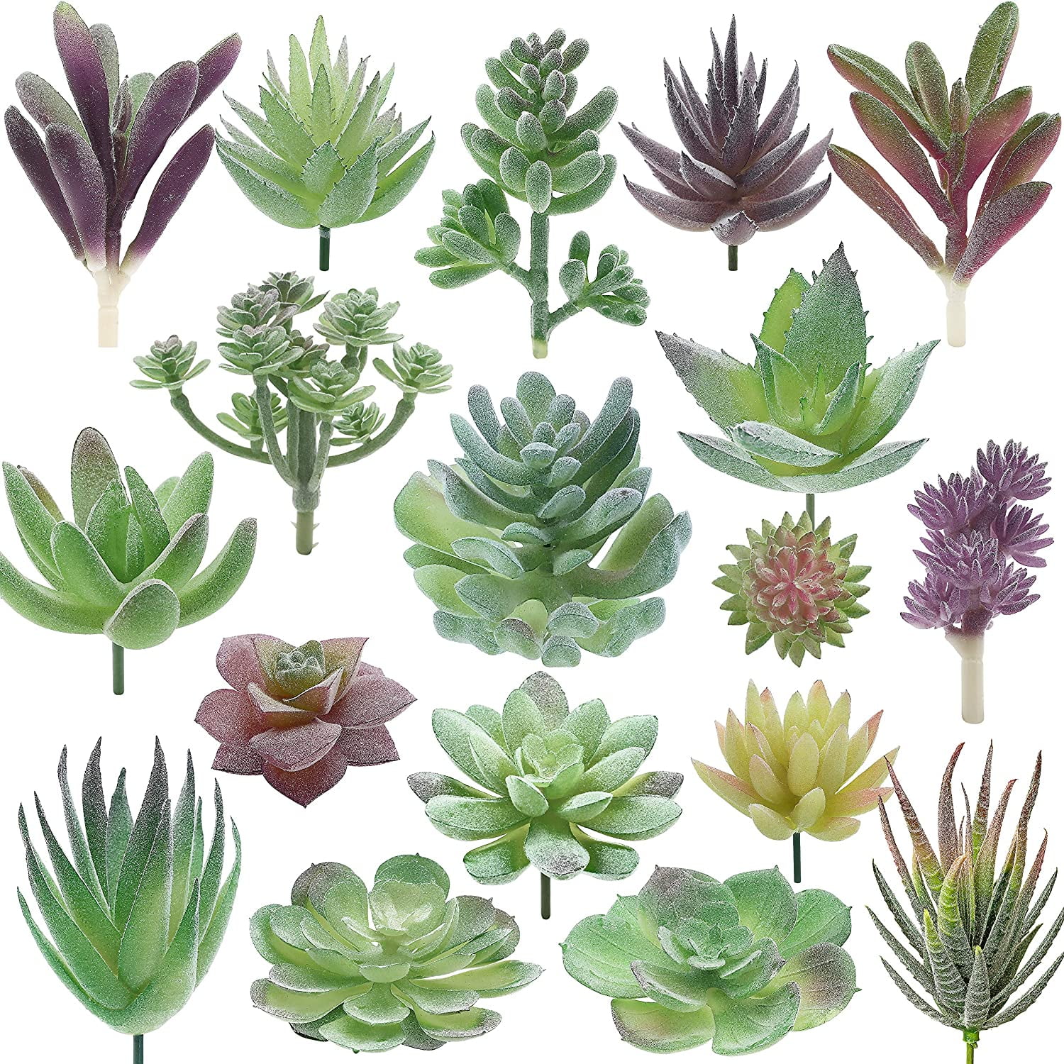 Artificial Succulent Plants - 18 Pack - Premium Fake Plants - Double ...