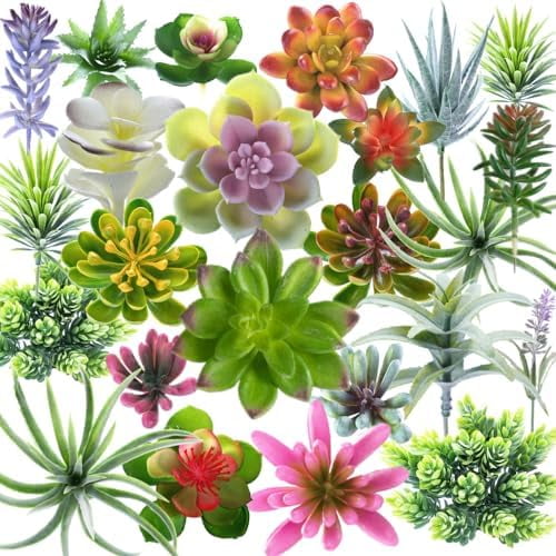 Artificial Succulent Plants 24 Pack Fake Succulents Unpotted Realistic Faux Succulent Face ...