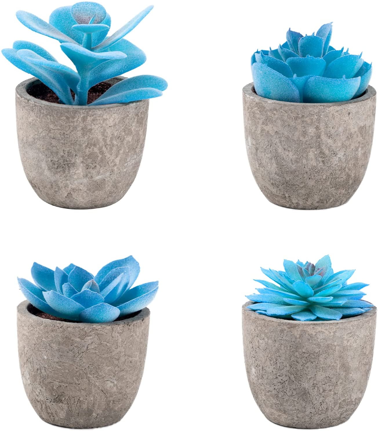 Artificial Succulent Plants Potted, 4 Pcs Mini Fake Succulents with ...