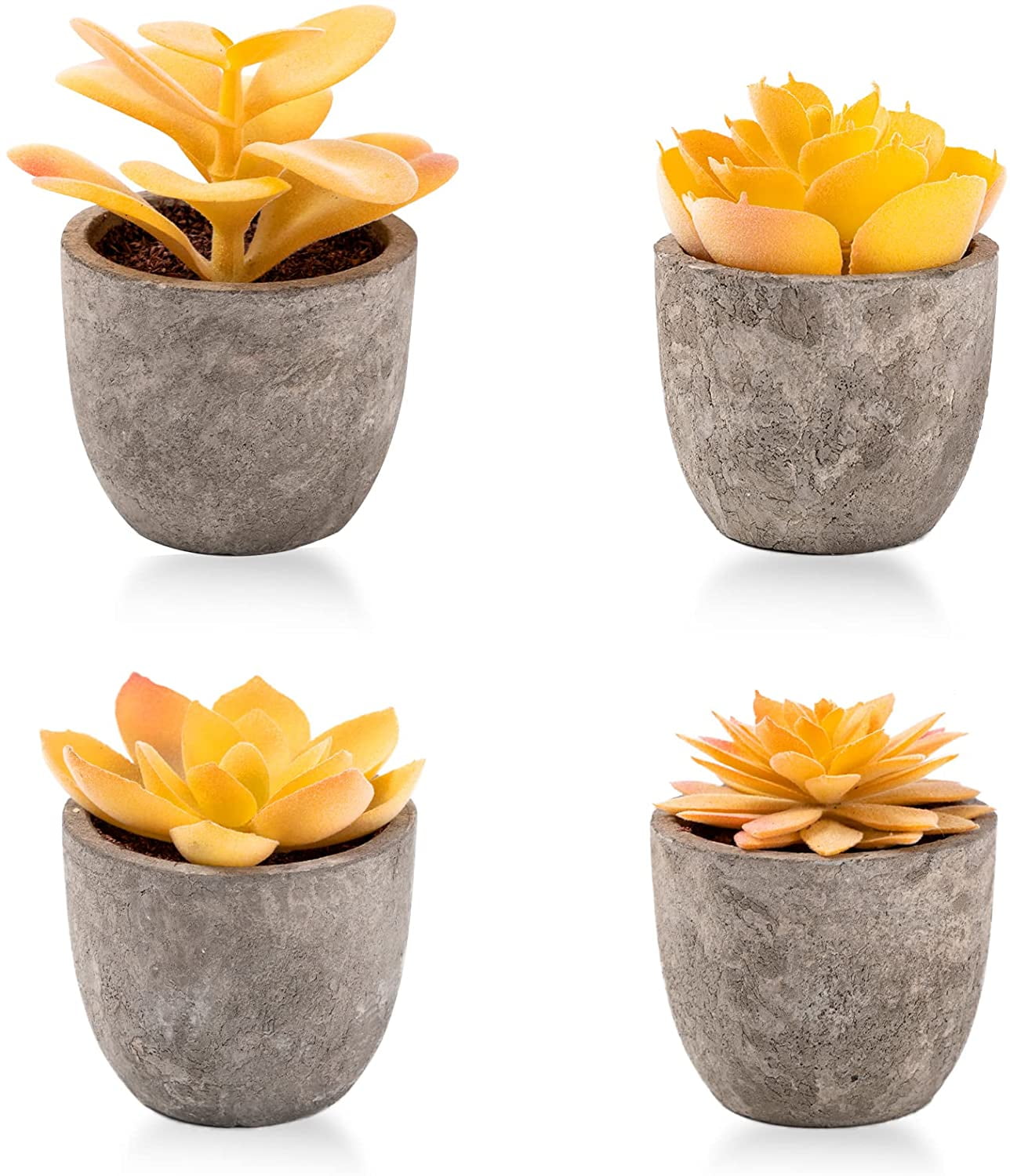 Artificial Succulent Plants Potted, 4 Pcs Mini Fake Succulents with Pulp Pot, Decorative Faux ...