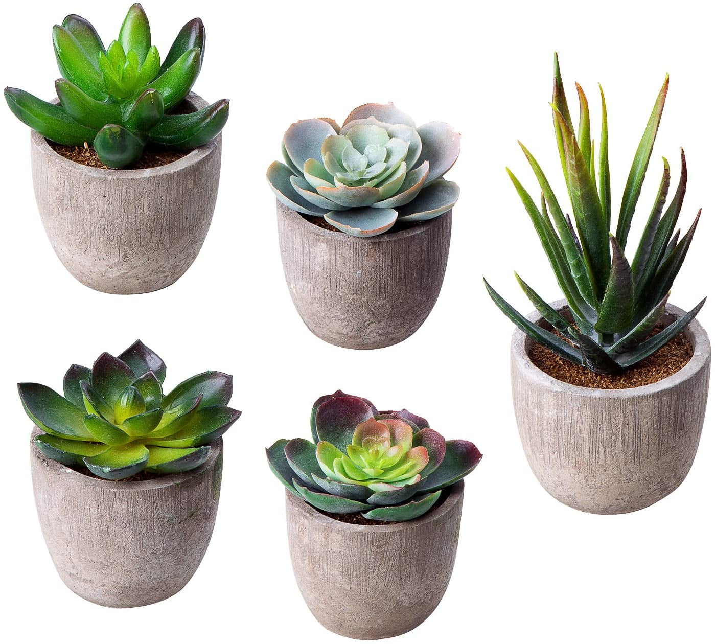 Artificial Succulent Plants Potted, 4 Pcs Mini Fake Succulents with ...