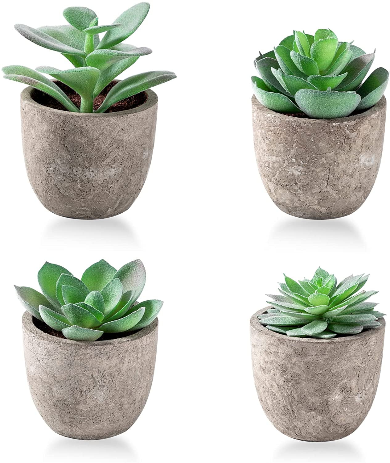 Artificial Succulent Plants Potted, 4 Pcs Mini Fake Succulents with ...