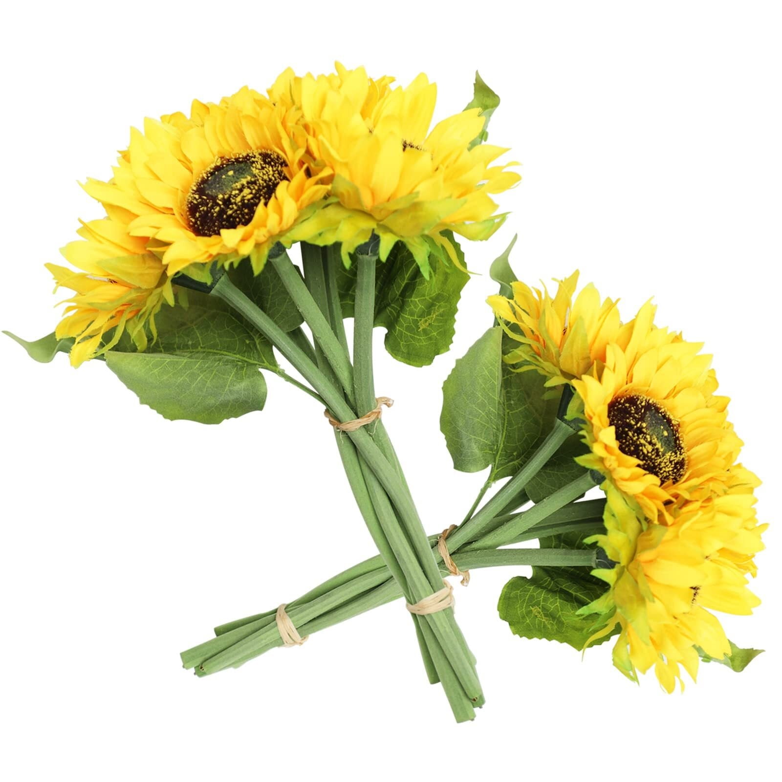 Artificial Sunflower 2 Set 12Pcs Fake Sunflowers Realistic Silk ...