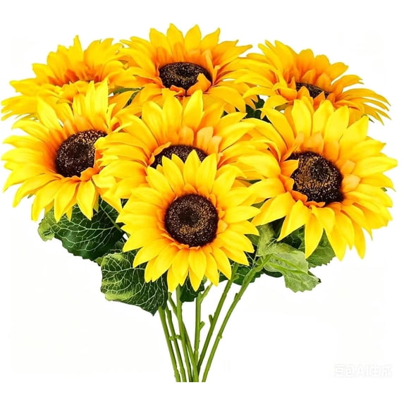 Artificial Sunflower Flowers Long Stem Silk Fake Large Sunflowers ...