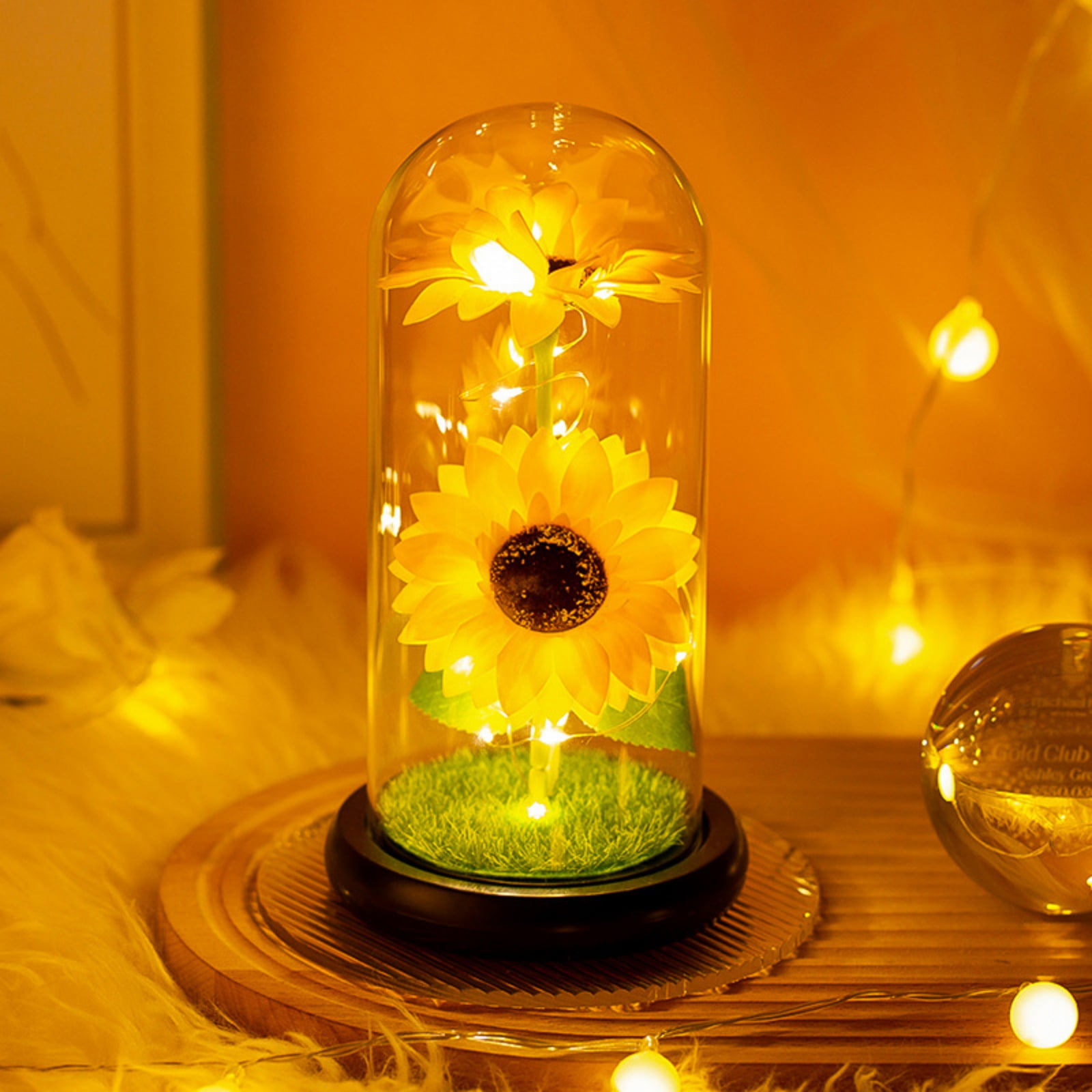 Artificial Sunflower Girasoles Gift in Glass Dome Mother's Day Gift ...