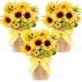 Artificial Sunflower Potted Plants 3 Pack Burlap Bag Vases Indoor ...