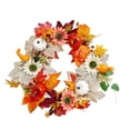 Artificial Sunflower Pumpkin Wreath - Fall Door Decor with Maple Leaves ...
