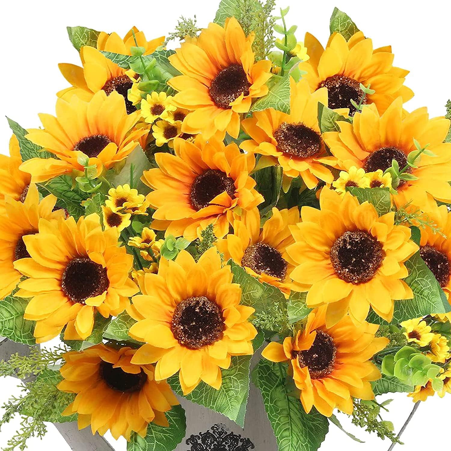 Artificial Sunflowers for Outdoors - 2 Bunches Fake Sunflower Bouquets ...