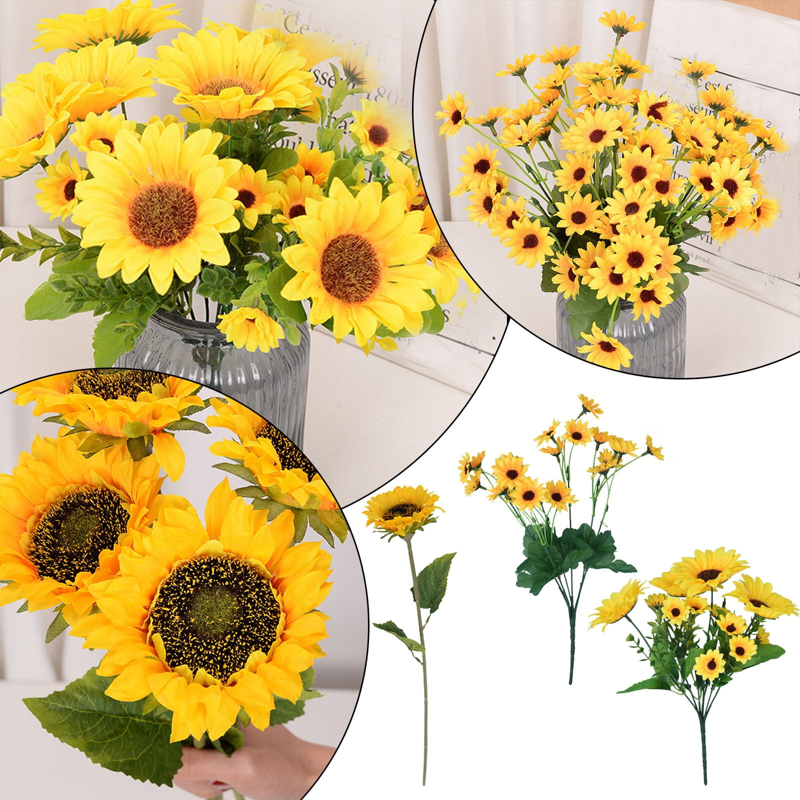 Artificial Sunflowers for Outdoors, Fake Sunflower Bouquets, UV ...