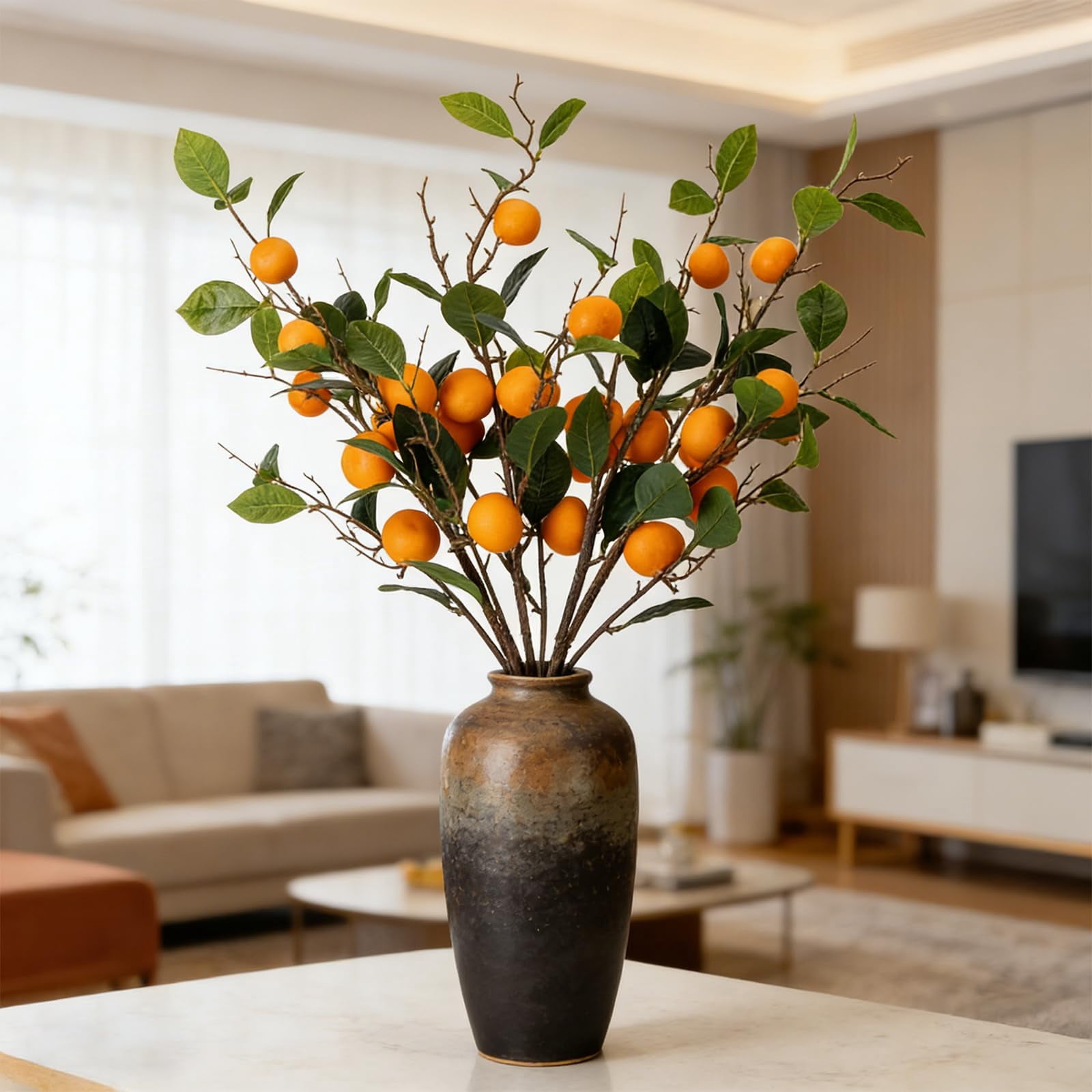 Artificial Tangerine Branches 36.6inch Orange 2 PCS Home Party Wedding ...