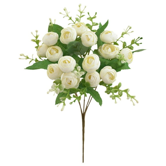 Artificial Tea Rose Flowers – Realistic Fake Roses, 15 Heads Artificial ...