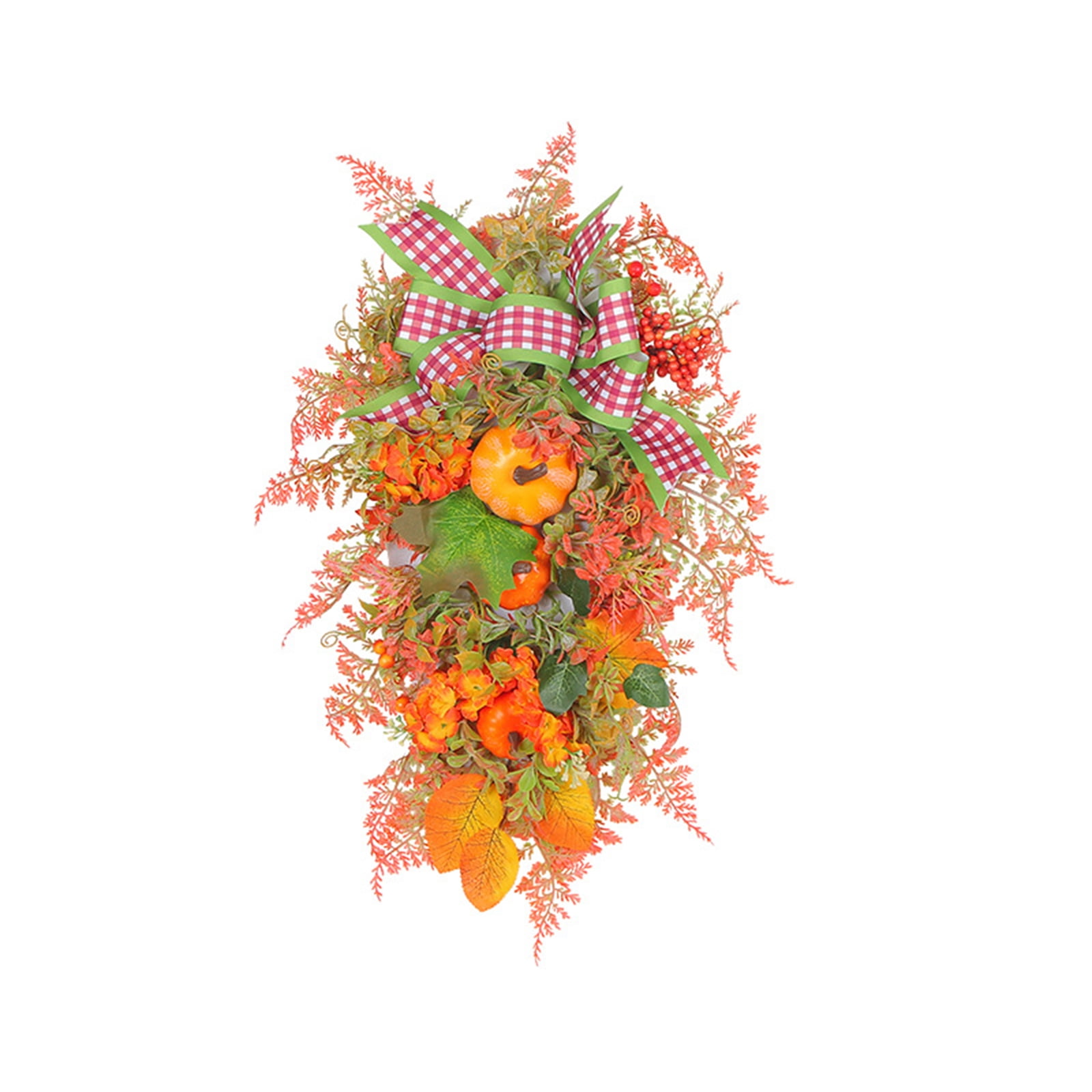 Artificial Teardrop Fall Wreaths for Front Door 19.6In Autumn Wreath ...