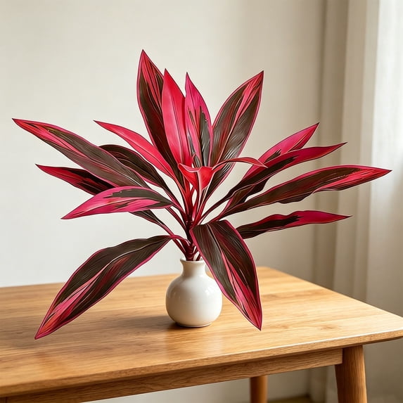 Artificial Ti Plant, Large Realistic Artificial Fern & Dragon's Blood ...