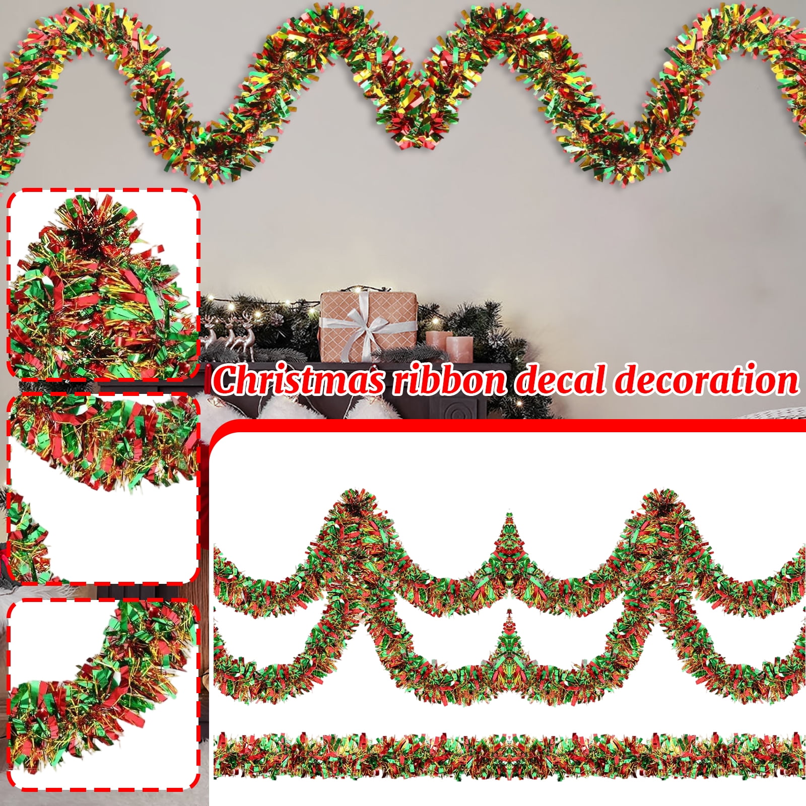 Artificial Tinsel Garland - Decorative Christmas Decor for Indoor and ...