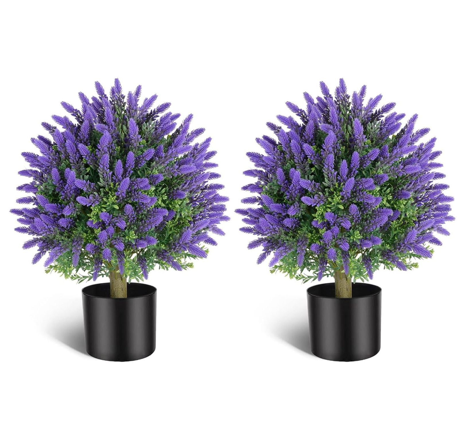 Artificial Topiaries Lavender Trees 2 Pack - 21.6 Inch Tall Faux Plants ...