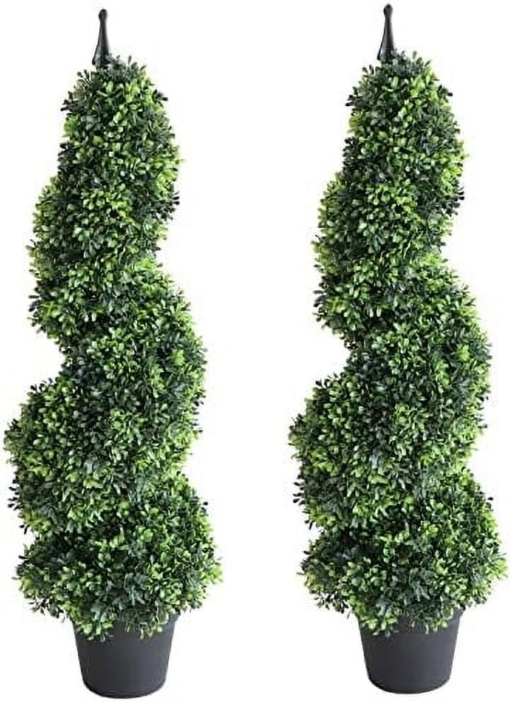 Artificial Topiaries Outdoor Boxwood Trees, Spiral Topiary Tree 3 ft(2 Pieces) Faux Topiary Tree ...
