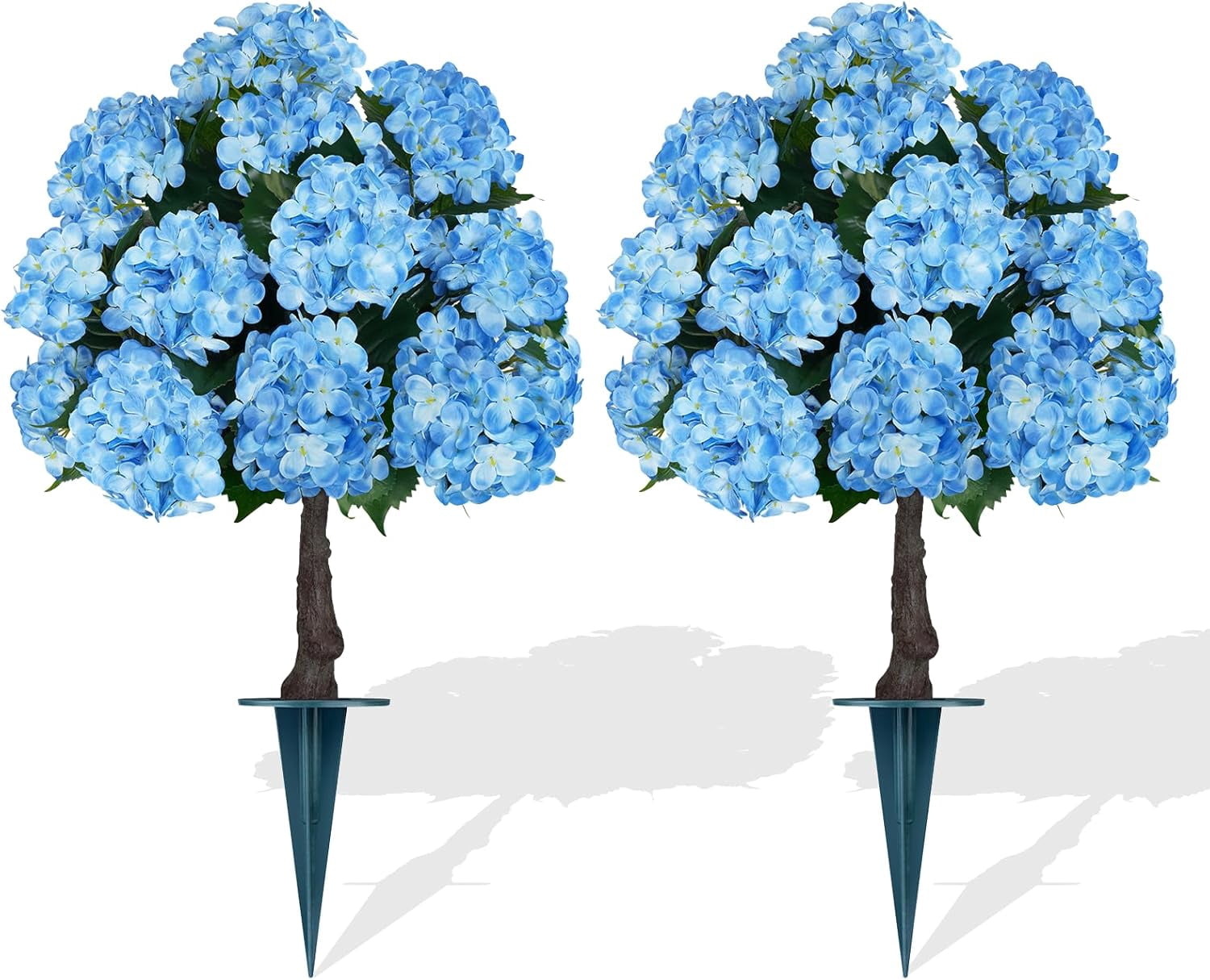 Artificial Topiary Ball Tree with Blue Hydrangea, Set of 2 UV Resistant ...