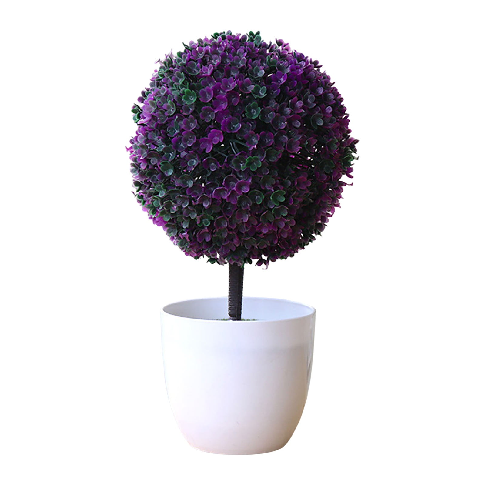 Artificial Topiary Ball Tree with White Pot, UV Resistant Faux Plant ...