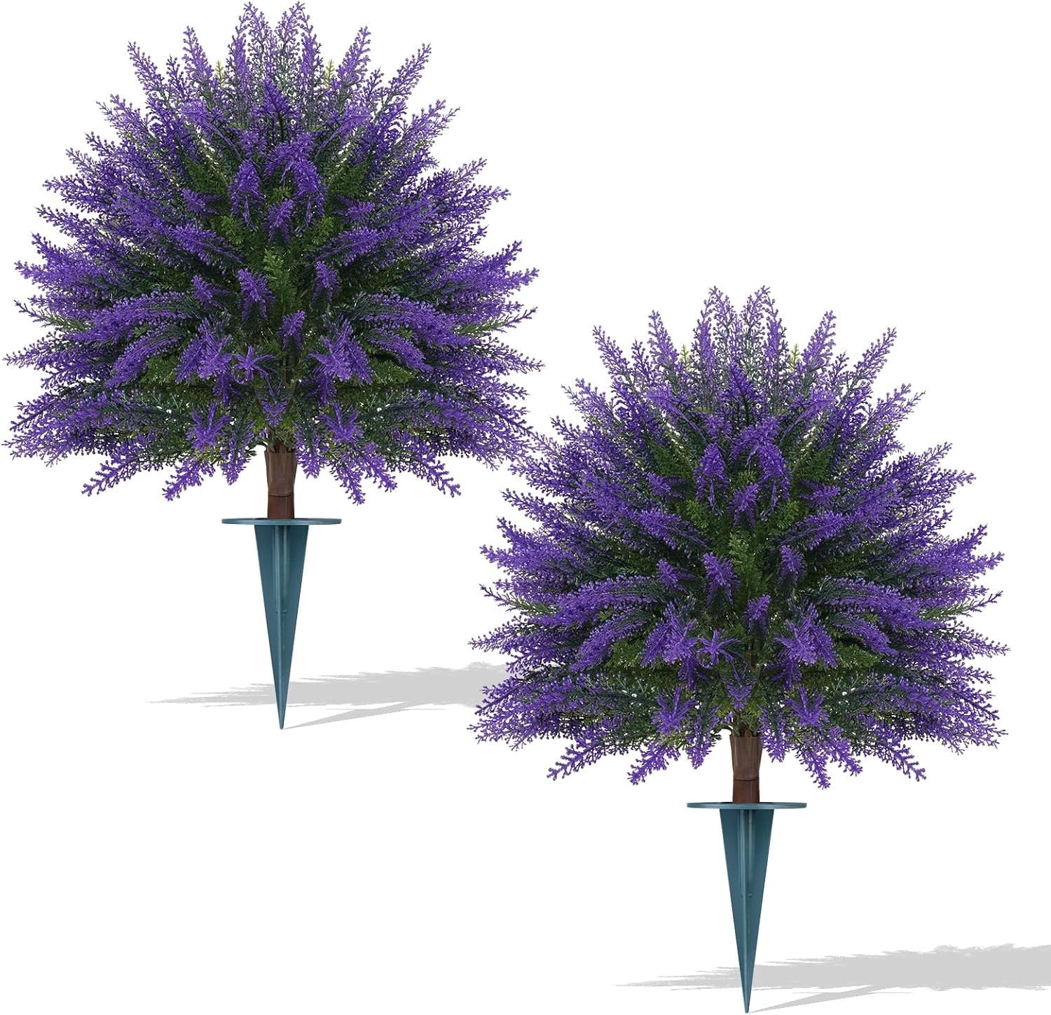 Artificial Topiary Ball Trees,16'' Evergreen Shrubs Bushes with Ground ...