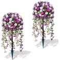 Artificial Topiary Ball Trees with Purple Morning Glory Flowers, 3FT ...