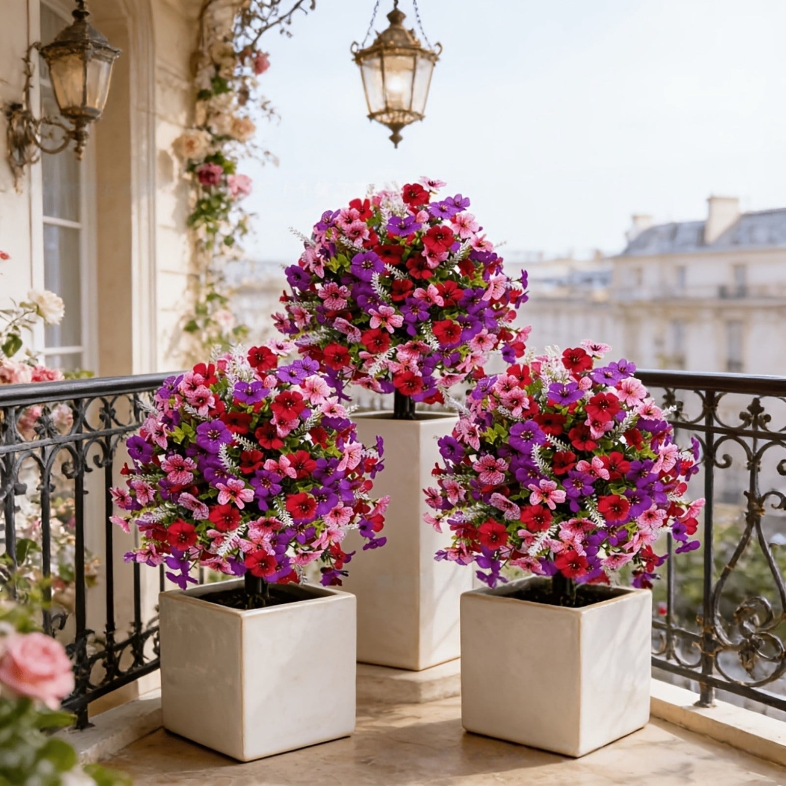 Artificial Topiary Ball With Ground Stake, Faux Outdoor Shrub Ball for ...