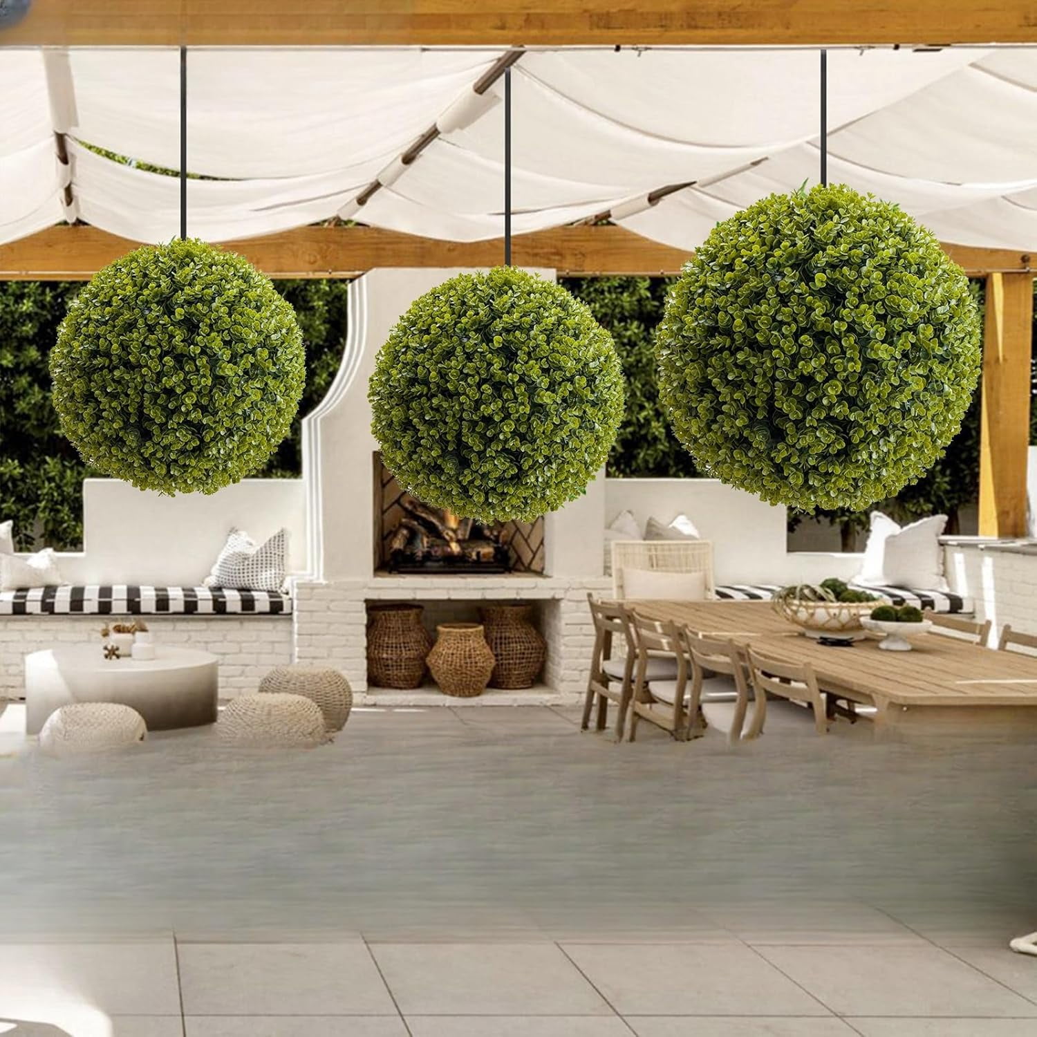 Artificial Topiary Balls for Home Decor, Faux Cedar Balls Set of 2 ...