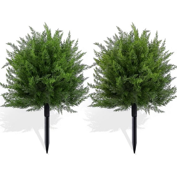Artificial Topiary Bushes for Outdoors with Spike, Boxwood Ball Fake ...