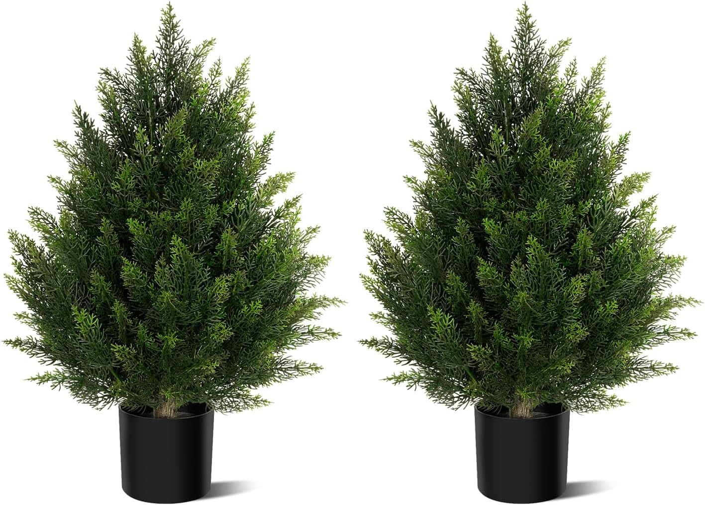 Artificial Topiary Cedar Ball Tree 2ft, Indoor Outdoor Faux Potted ...