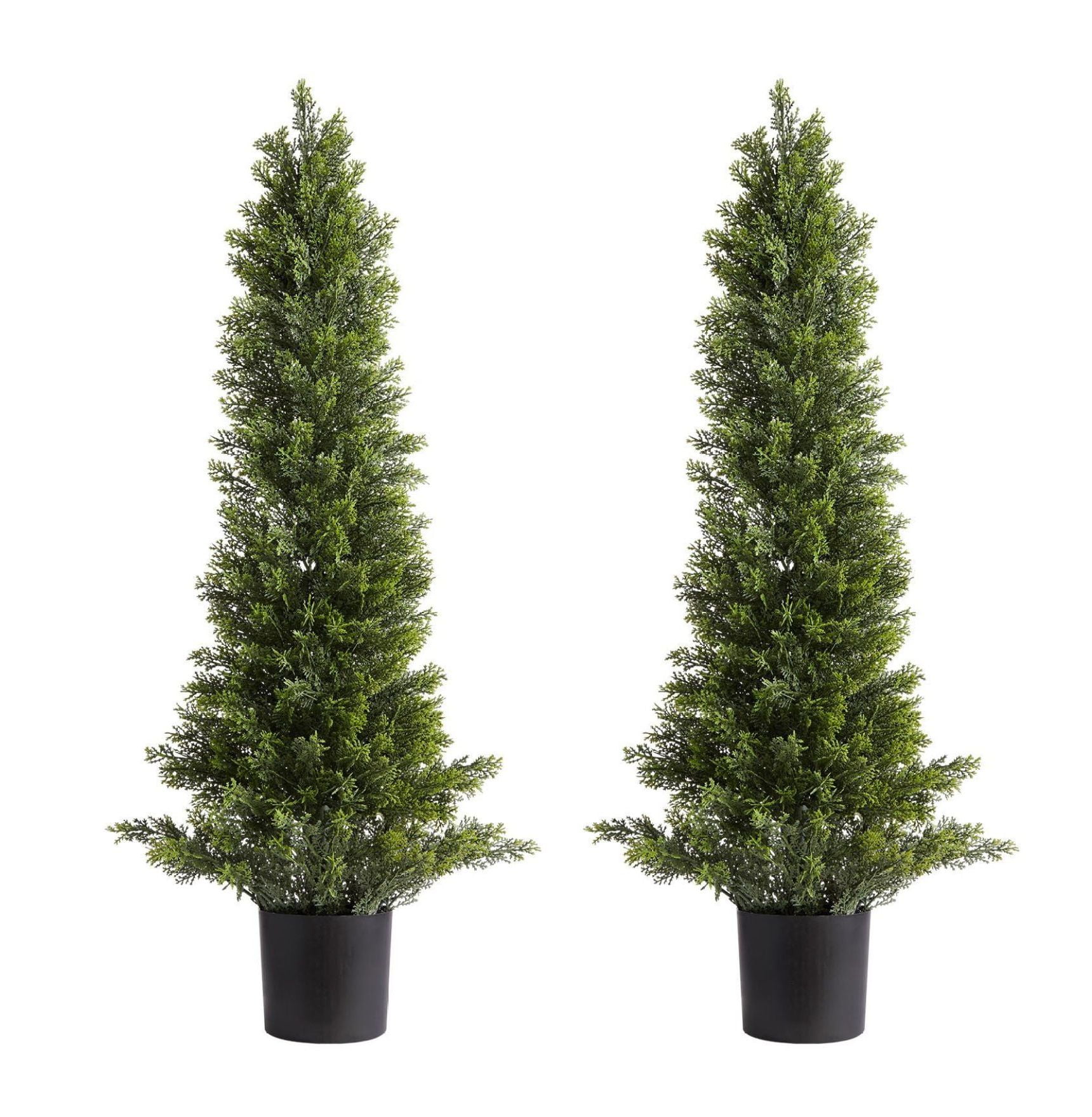 Artificial Topiary Cedar Trees, 36 inch 2 Set Faux Pine Shrubs Plants ...