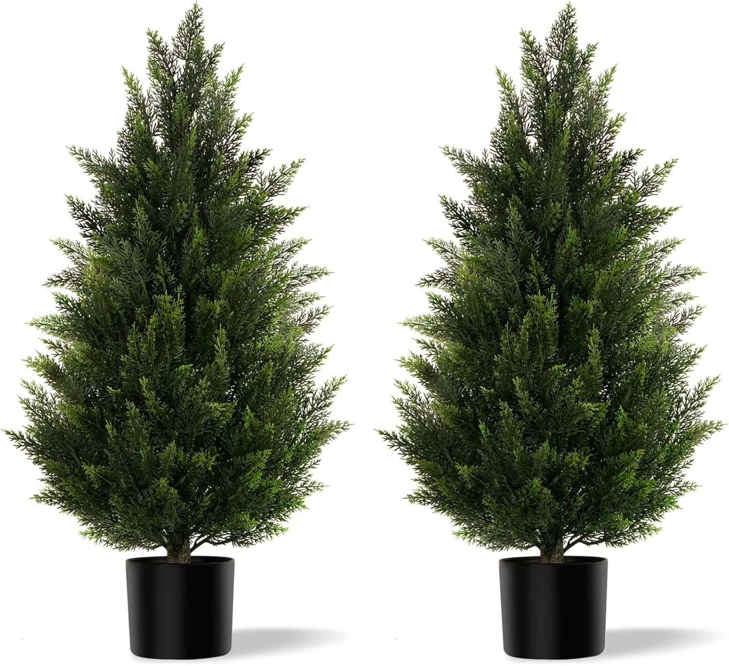 Artificial Topiary Cedar Trees 3FT Tall 2 Set, Outdoor Indoor Faux Pine ...