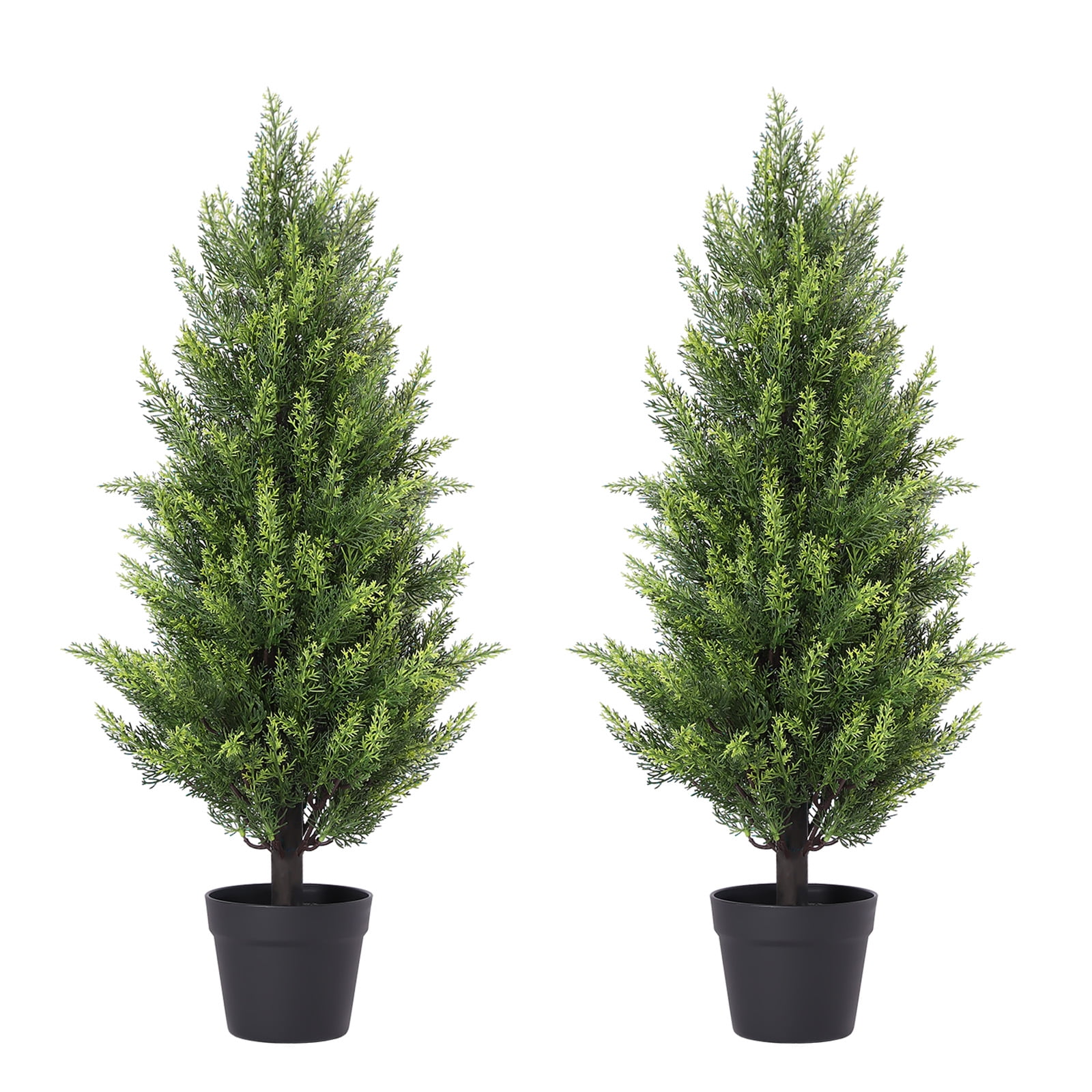 Artificial Topiary Cedar Trees 3FT Tall 2 Set, Outdoor Indoor Faux Pine ...