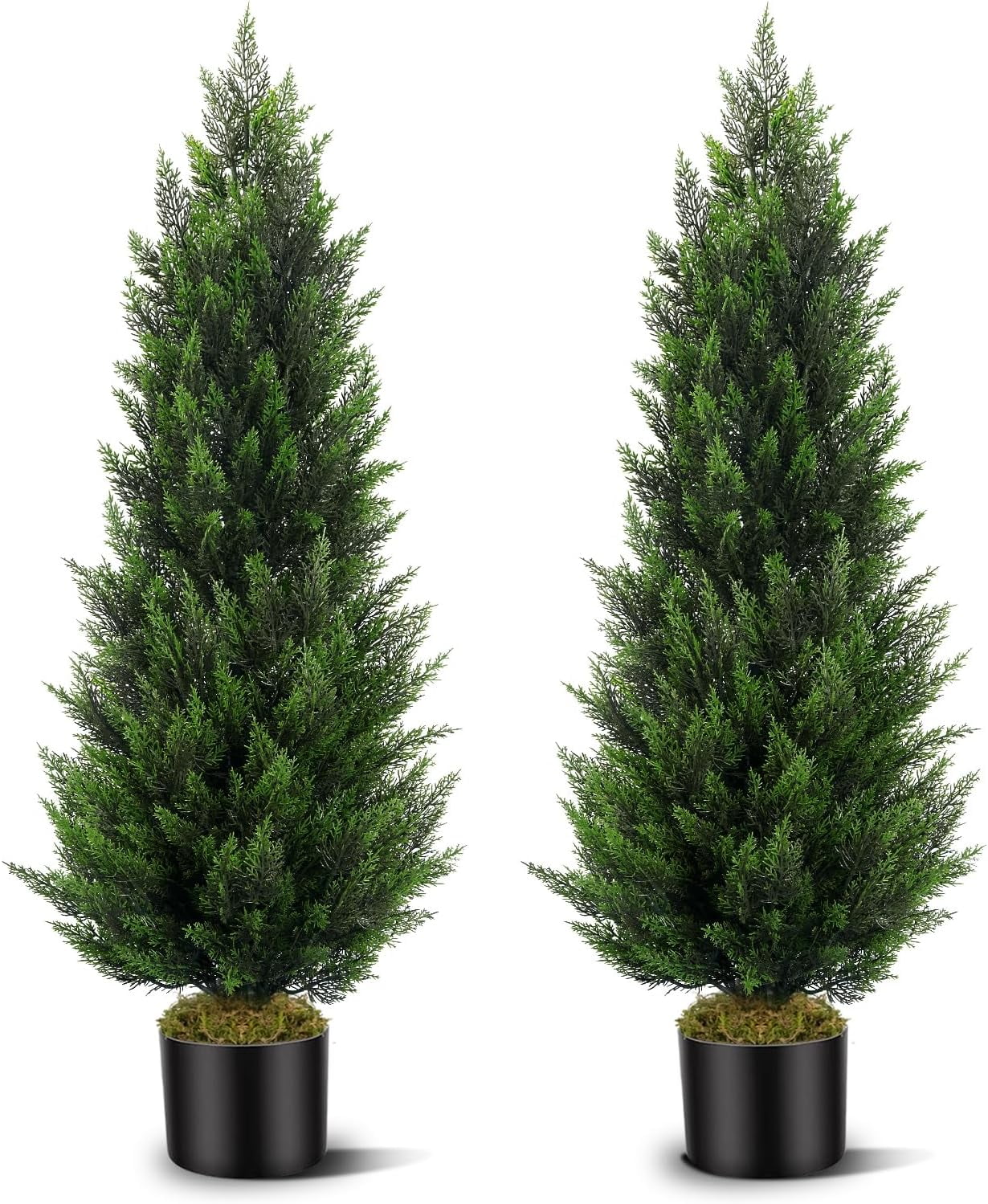 Artificial Topiary Cedar Trees 4FT Tall 2 Set, Outdoor Indoor Faux Pine ...