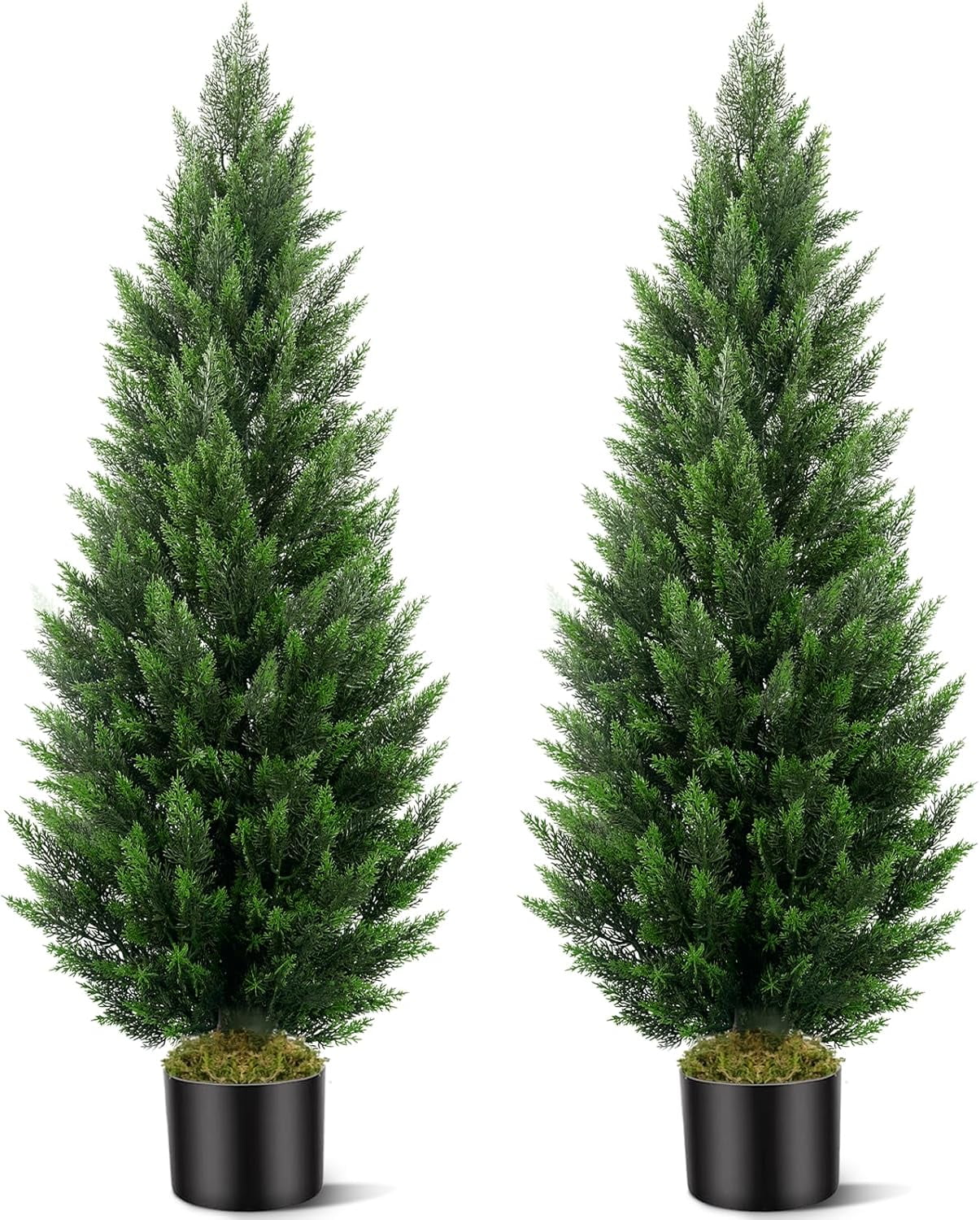 Artificial Topiary Cedar Trees 5FT Tall 2 Set, Outdoor Indoor Faux Pine ...