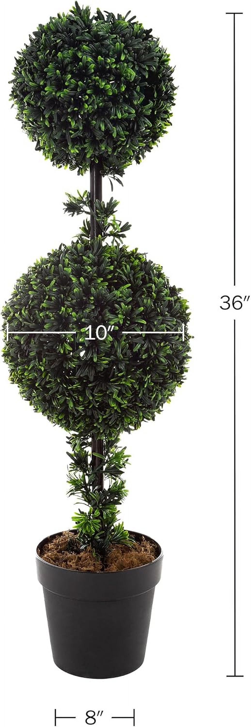 Artificial Topiary Tree - 36-Inch Double Ball Podocarpus Fake Plant ...
