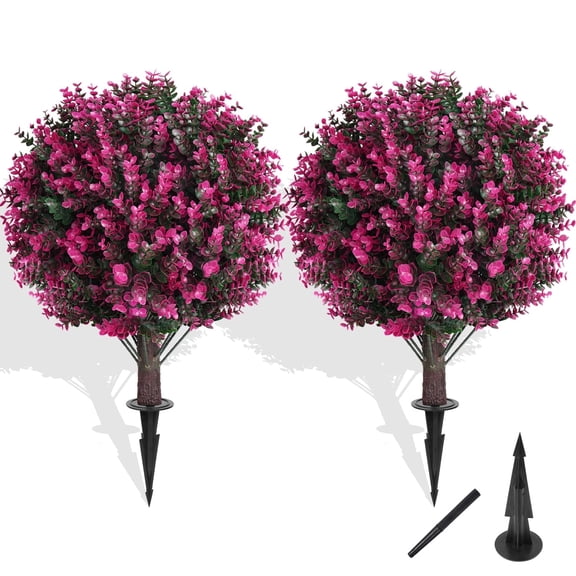 Artificial Flowers Topiary Ball Bush with Yellow Violet for Outdoor,24. ...