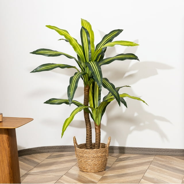4ft Artificial Dracaena Tree, Pre Potted Faux Greenery for Indoor ...