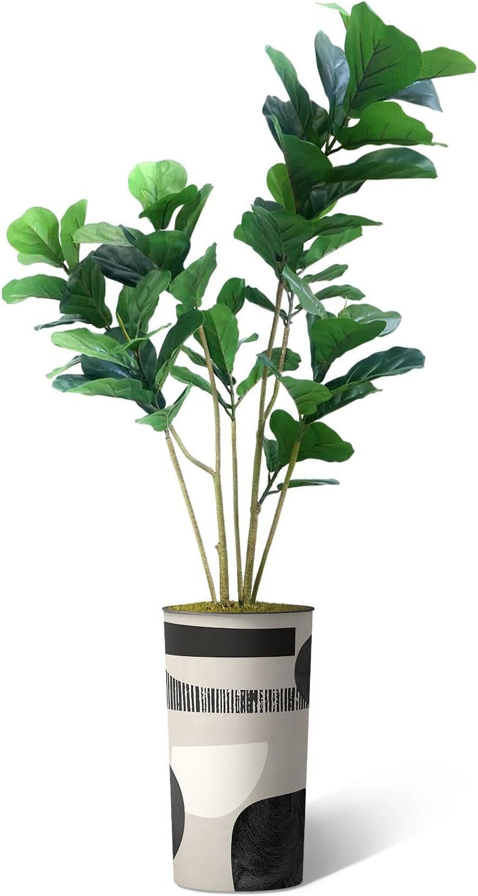 Artificial Tree in Beige and Brown Abstract Pattern Planter, Fake Ficus ...
