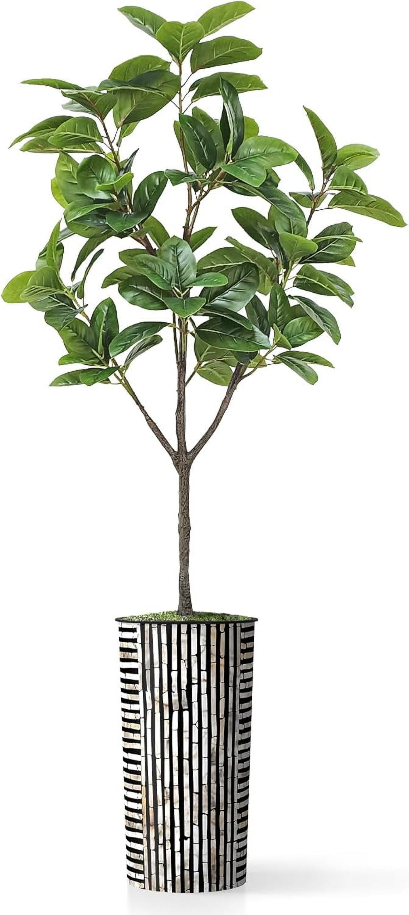 Artificial Tree in Black and Brown Striped Planter, Fake Magnolia Tree ...