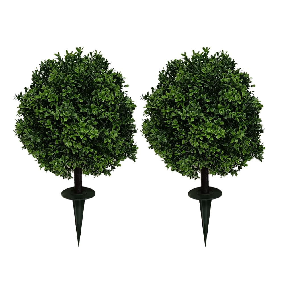 Artificial Tree Boxwood Topiary Balls with Ground Spike 24 Inch Garden ...
